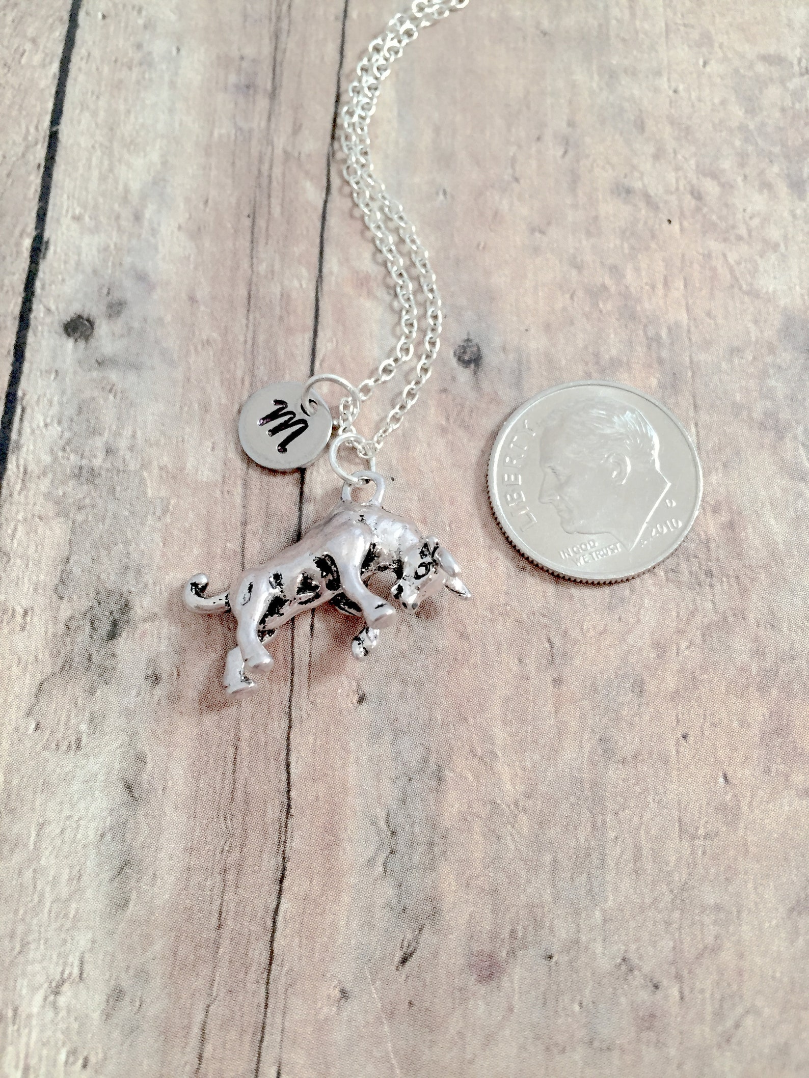 Bull Initial Necklace Bull Jewelry Rodeo Jewelry Western - Etsy