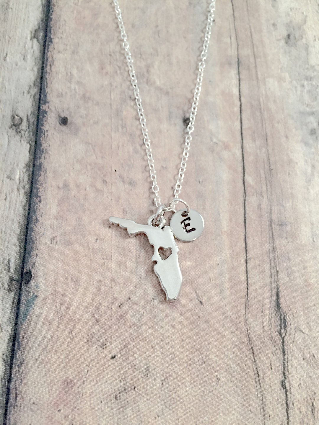Florida Initial Necklace - Florida Jewelry, State Jewelry, US Jewelry ...