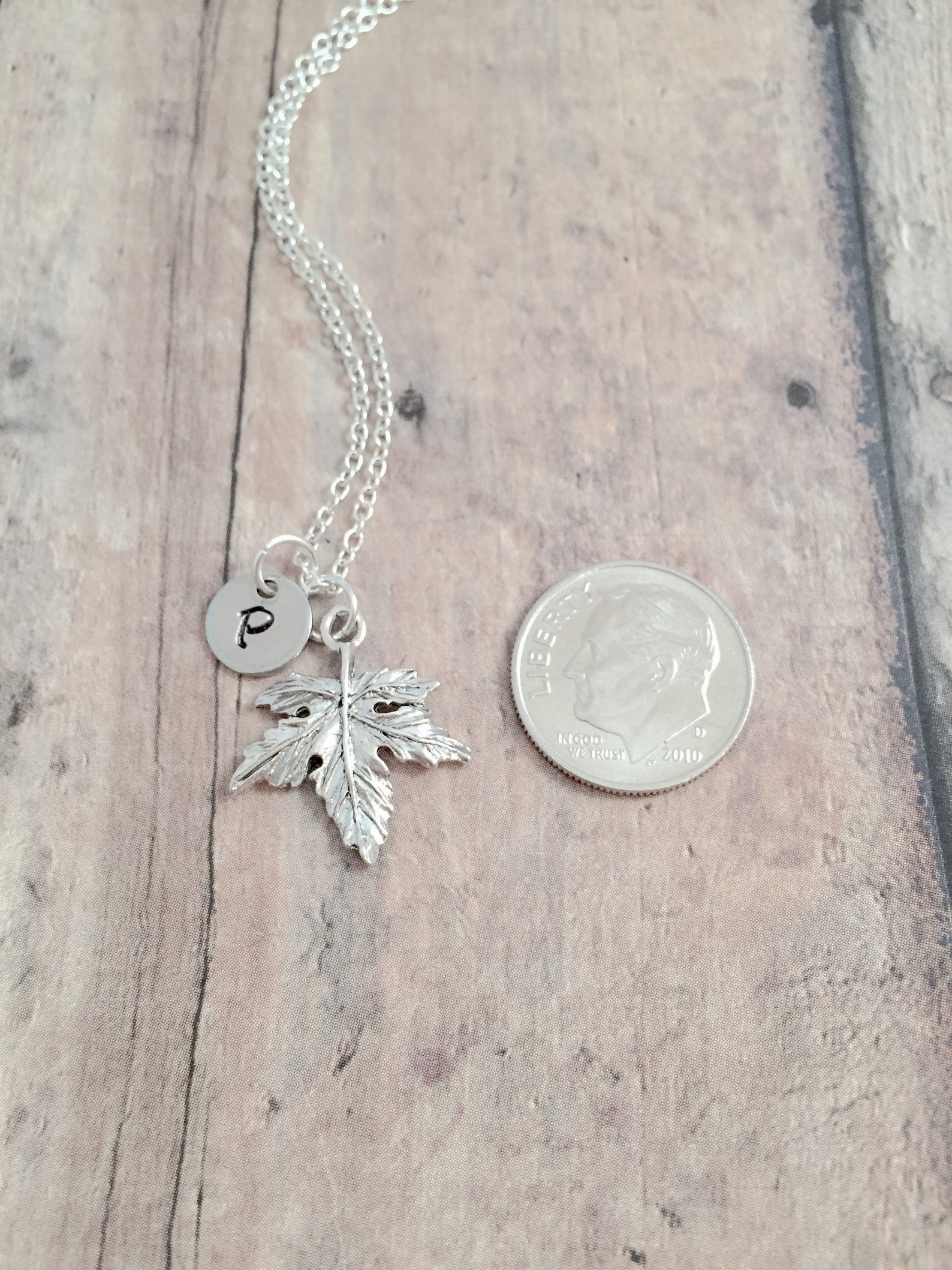 Maple Leaf Initial Necklace Maple Leaf Jewelry Canada - Etsy
