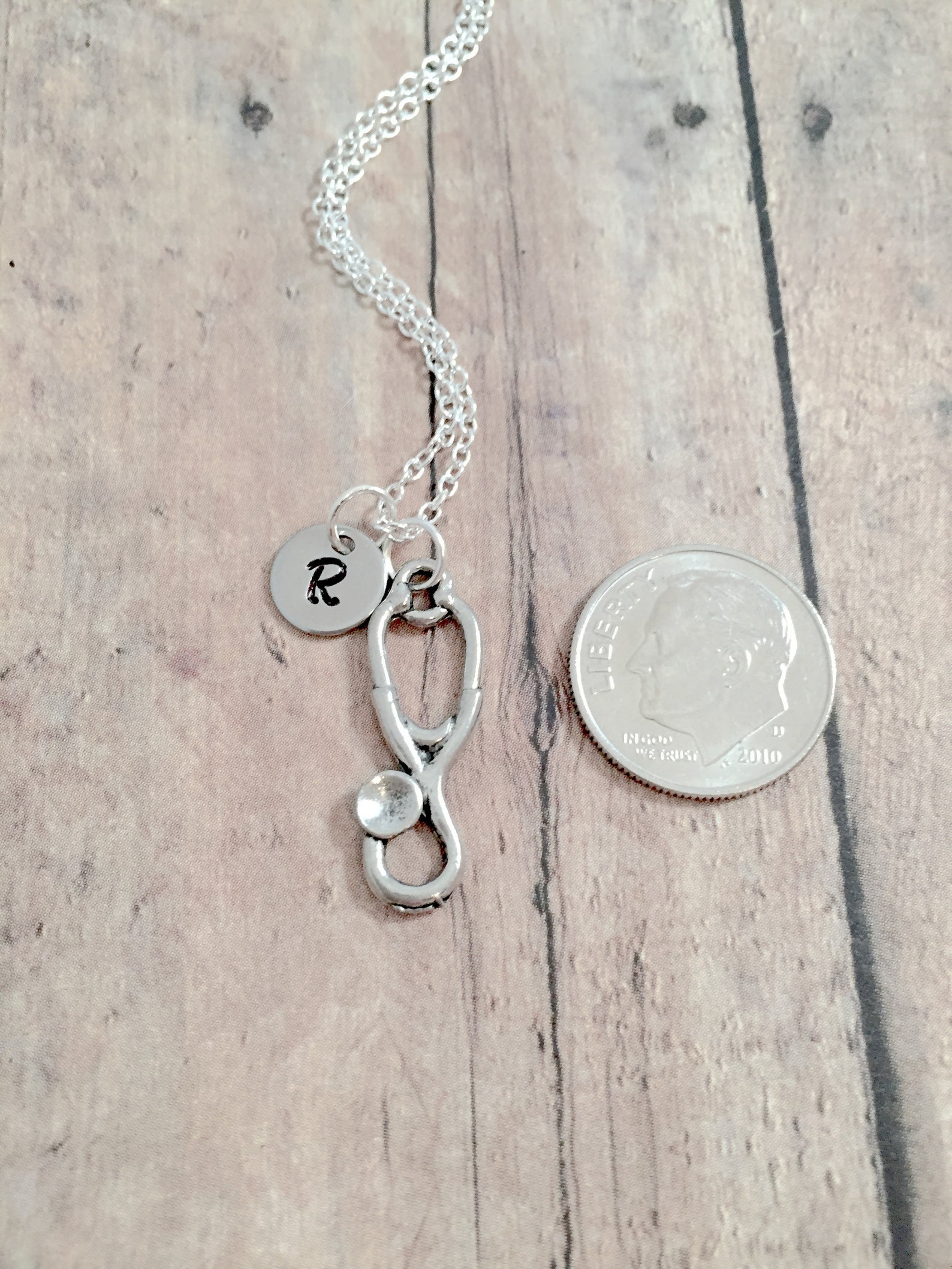 Stethoscope Initial Necklace Stethoscope Jewelry Medical | Etsy