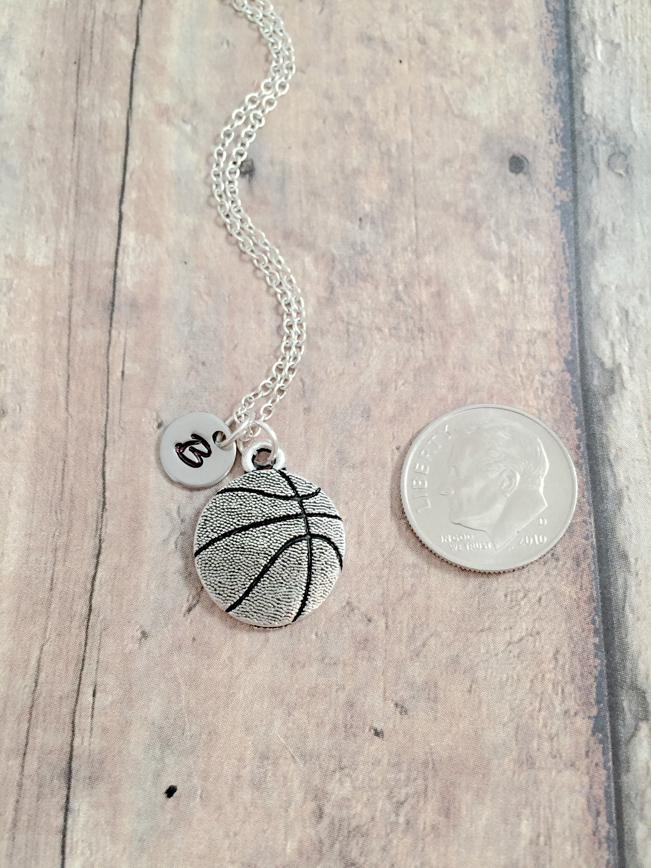 Basketball Initial Necklace Basketball Jewelry Sports - Etsy