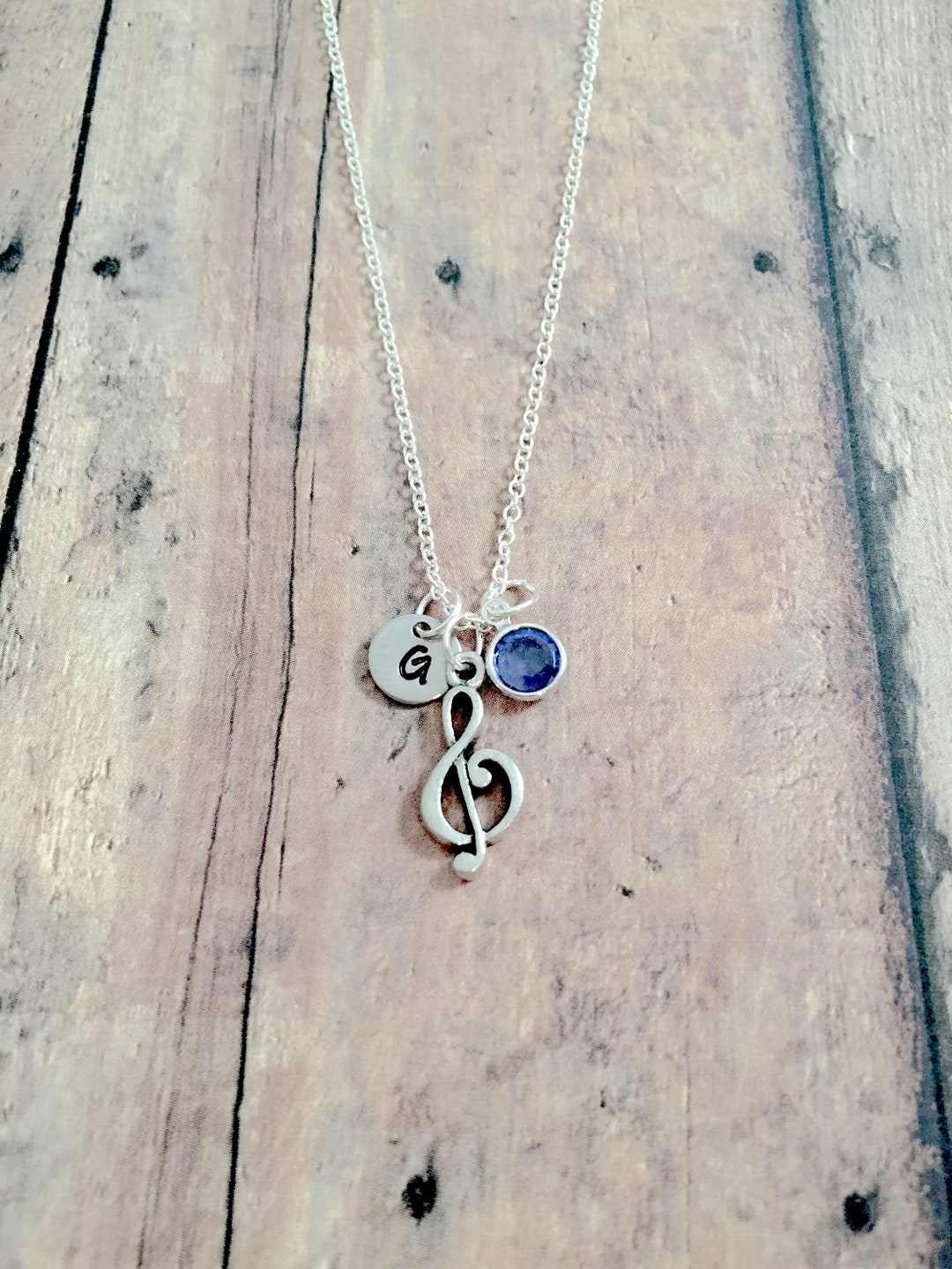 Treble Clef Initial Necklace - Treble Clef Jewelry, Music Jewelry ...