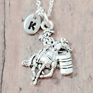 Barrel Racing Initial Necklace - Barrel Racing Jewelry, Rodeo Jewelry ...