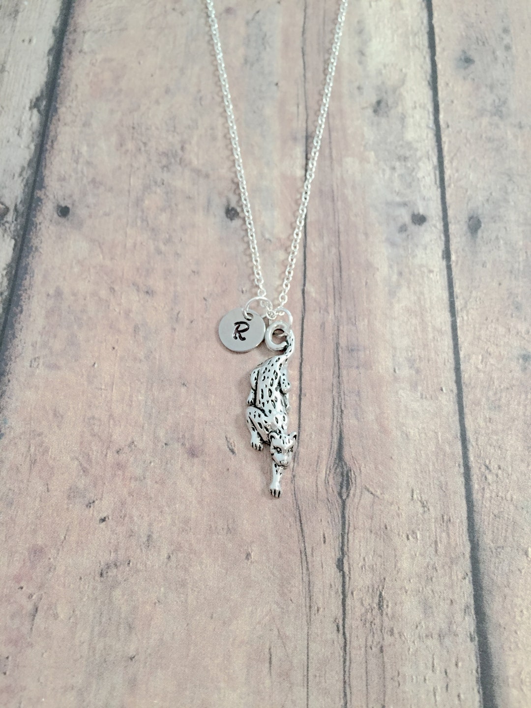 Jaguar Initial Necklace: Big Cat Jewelry, Mascot Pendant - Etsy
