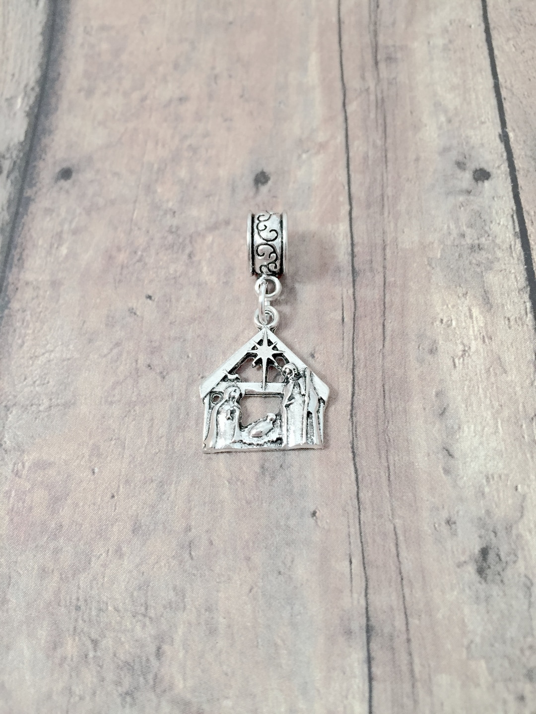 Nativity Pendant 1 Piece Silver Nativity Charm, Christmas Charm ...