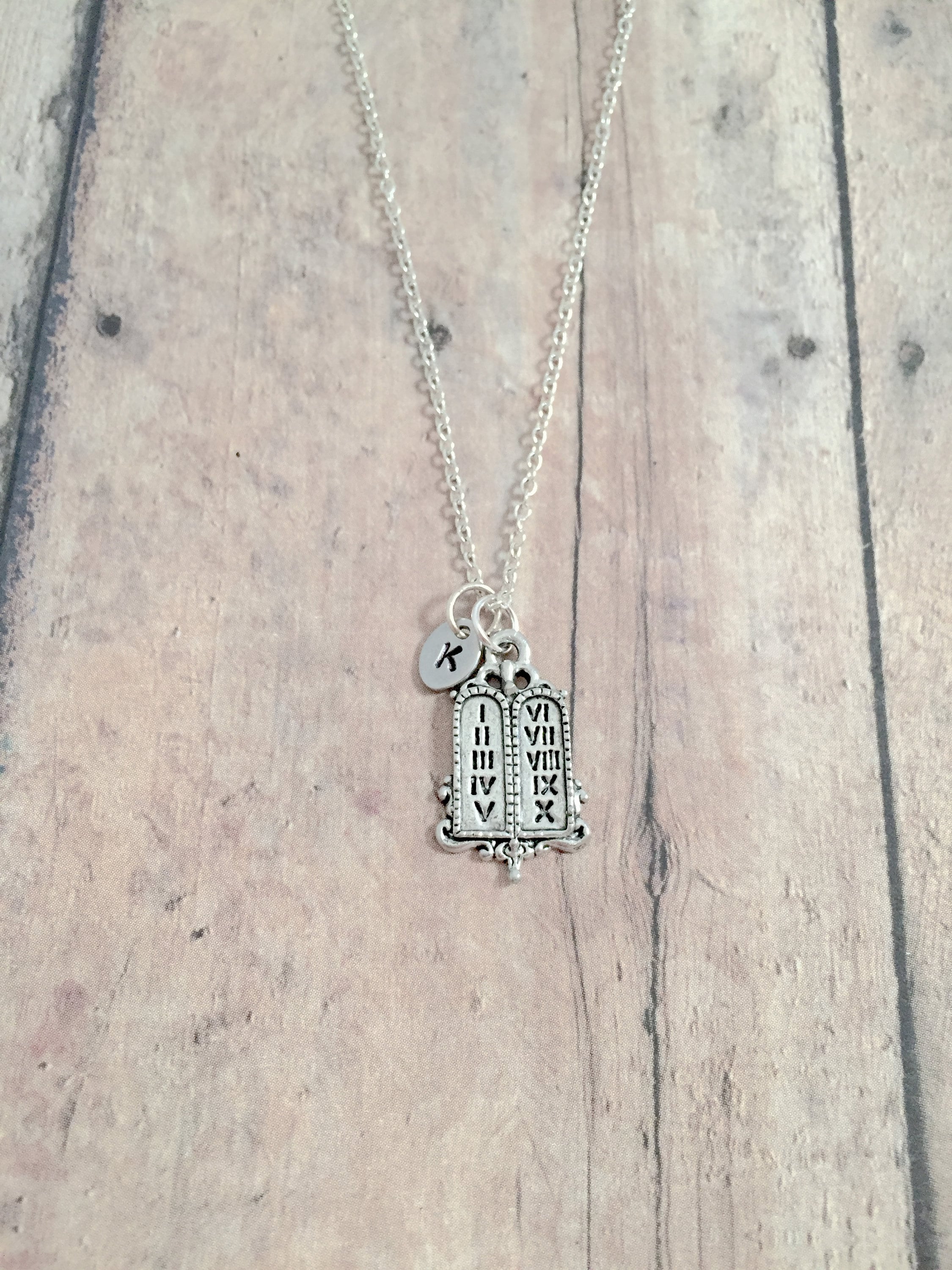 Ten Commandments initial necklace Ten Commandments jewelry | Etsy