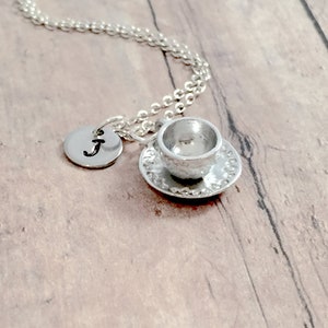 Teacup Initial Necklace - Teacup Jewelry, Cup and Saucer Jewelry, Tea ...