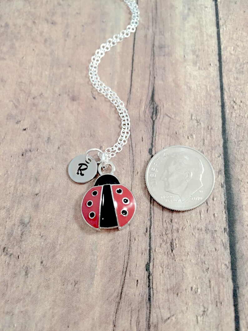 Ladybug Initial Necklace Ladybug Jewelry Garden Jewelry | Etsy