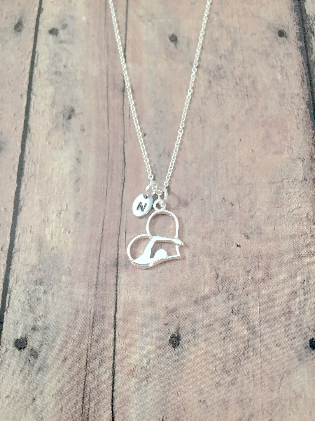 Swimmer Initial Necklace - Swimmer Jewelry, Pool Jewelry, Swim Team ...