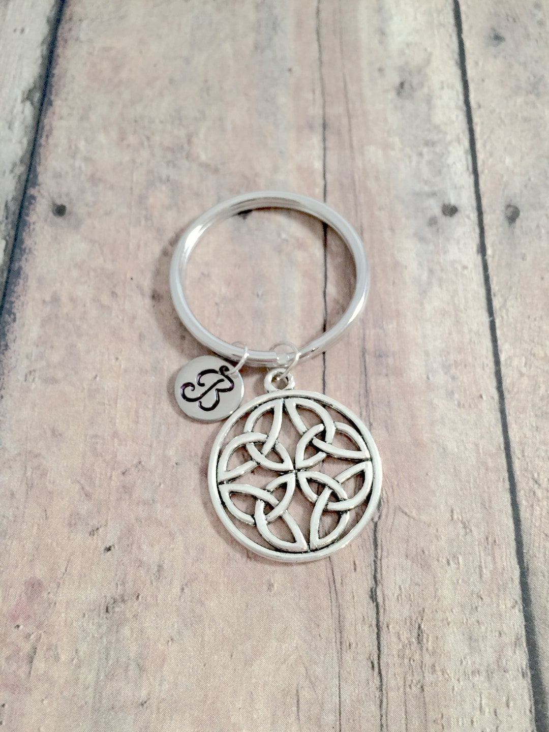 Celtic Knot Initial Key Ring - Celtic Knot Keychain, Celtic Key Ring ...