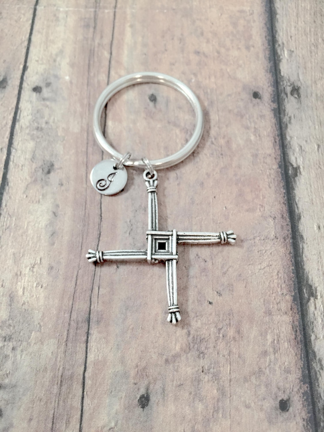 St. Brigid's Cross Initial Key Ring - Irish Key Ring, Imbolc Keychain ...