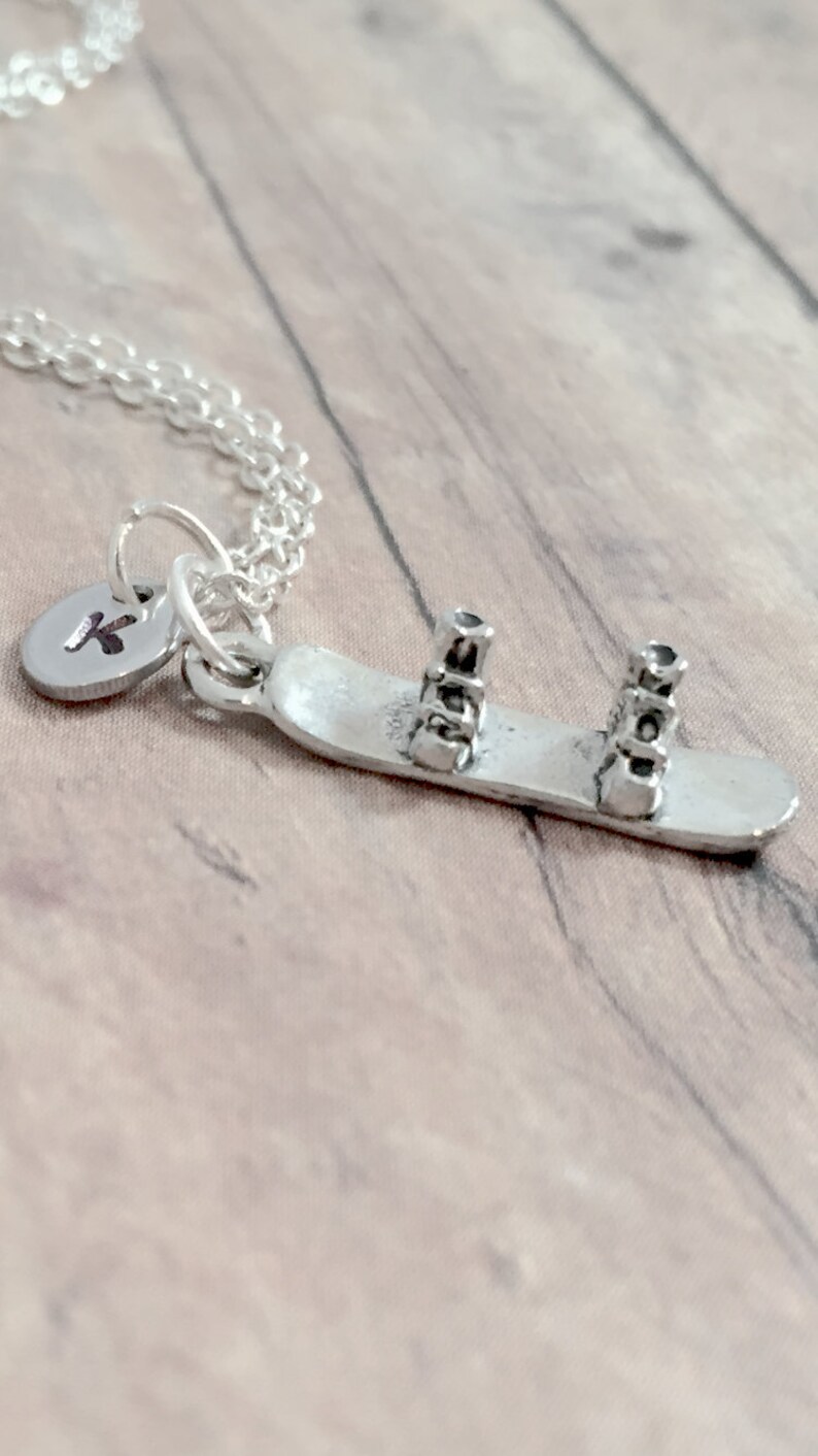 Snowboard Initial Necklace Snowboard Jewelry Winter Sports - Etsy
