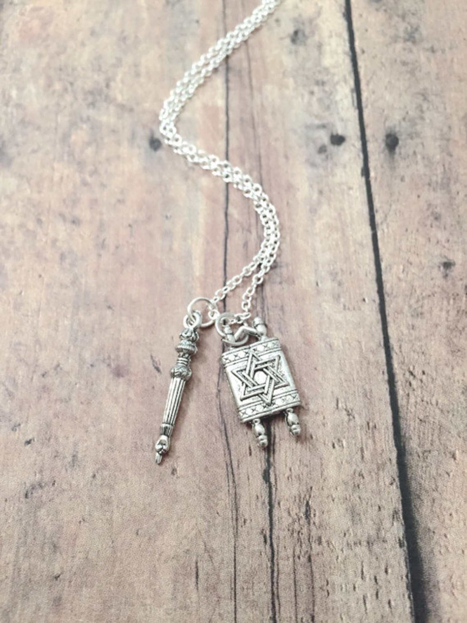 Torah and yad necklace Torah jewelry Bat mitzvah jewelry | Etsy