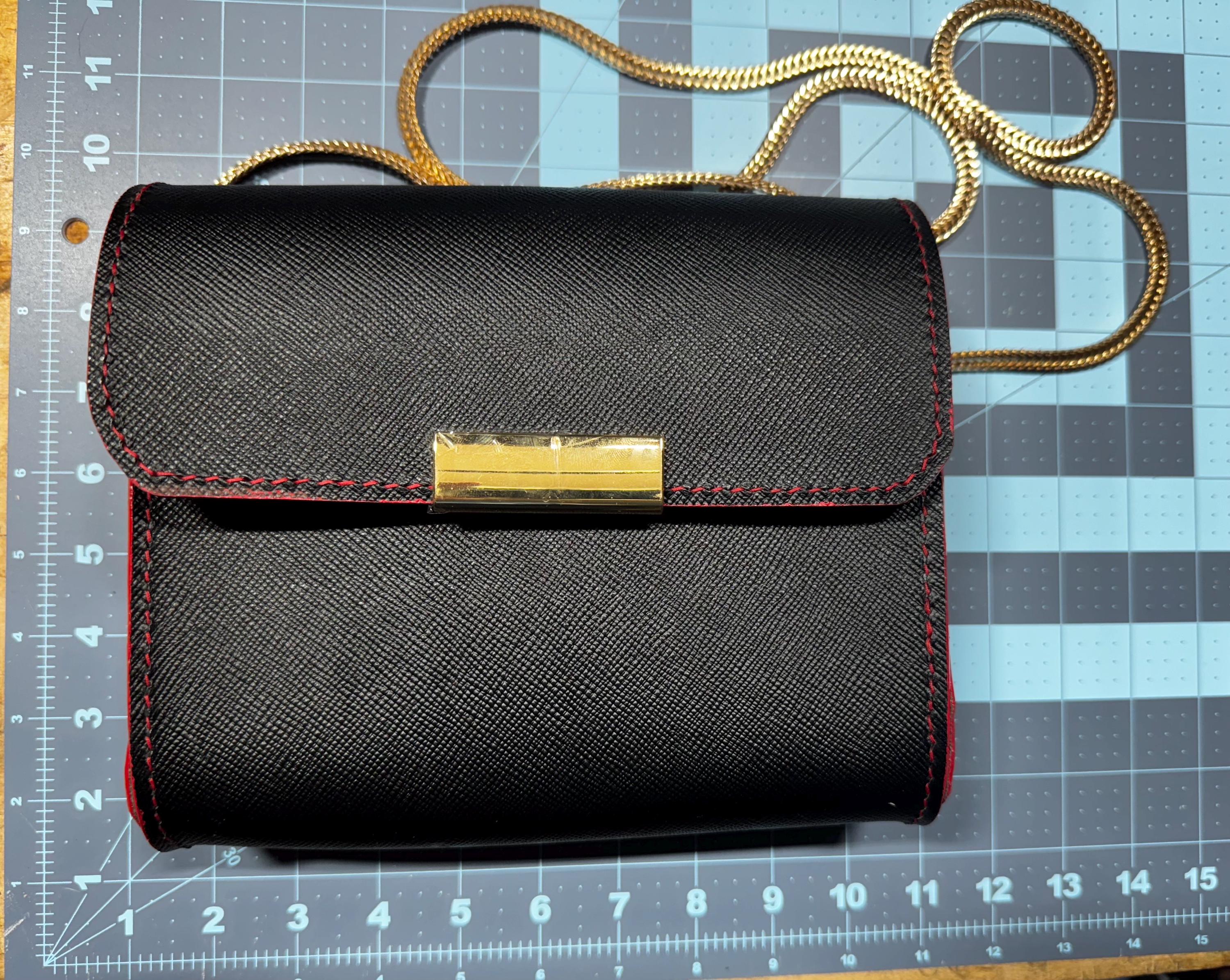 Designer Black and Red Italian Leather Chelsea Purse With Gold Chain - Etsy