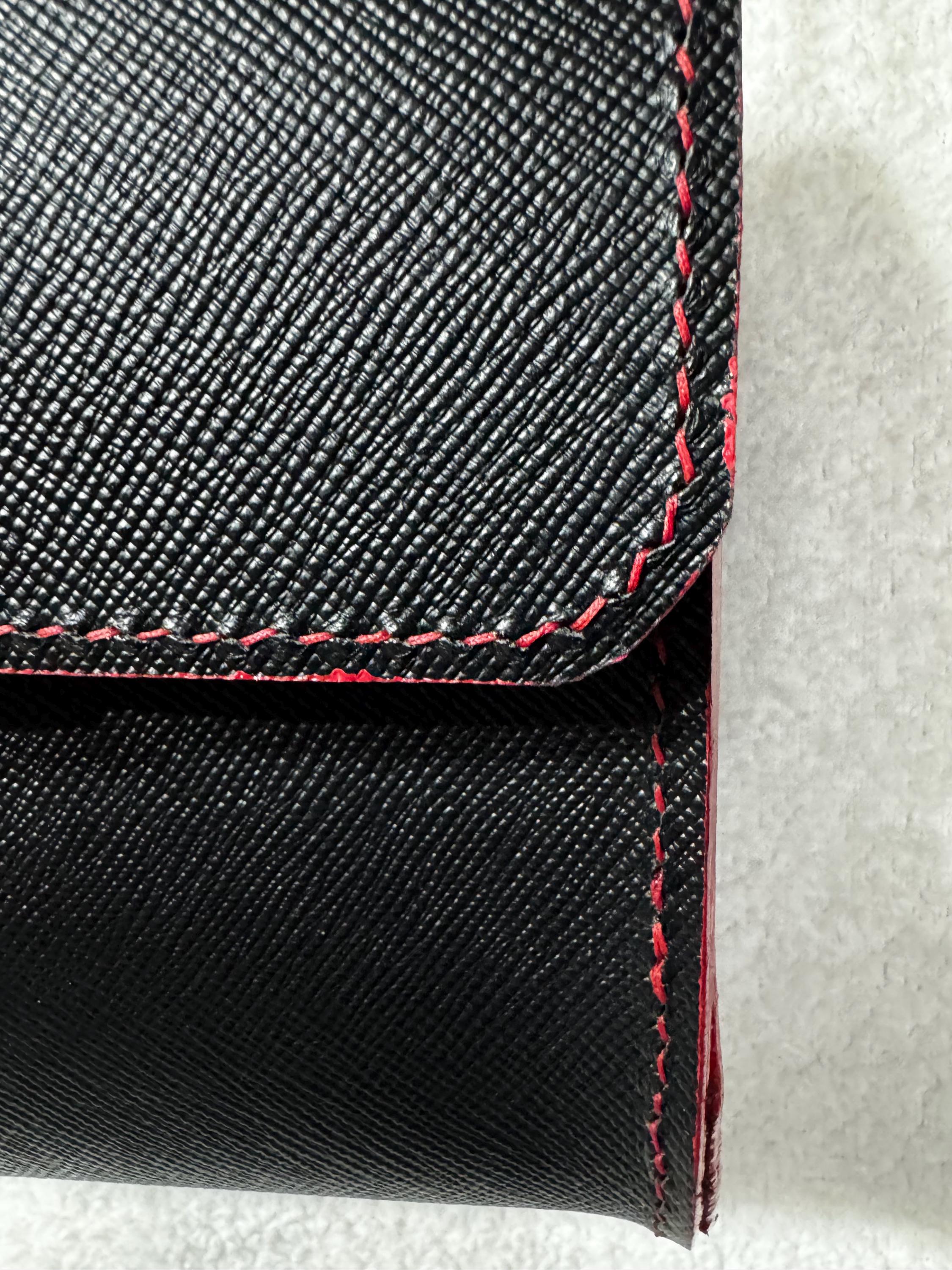 Designer Black and Red Italian Leather Chelsea Purse With Gold Chain ...