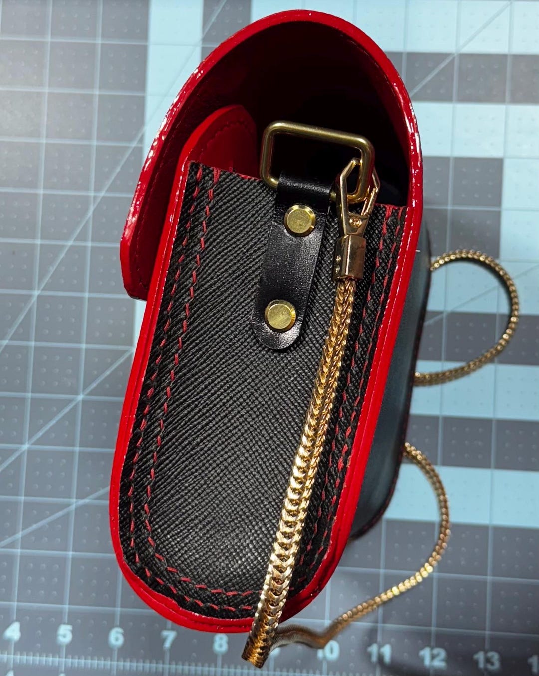 Designer Black and Red Italian Leather Chelsea Purse With Gold Chain - Etsy