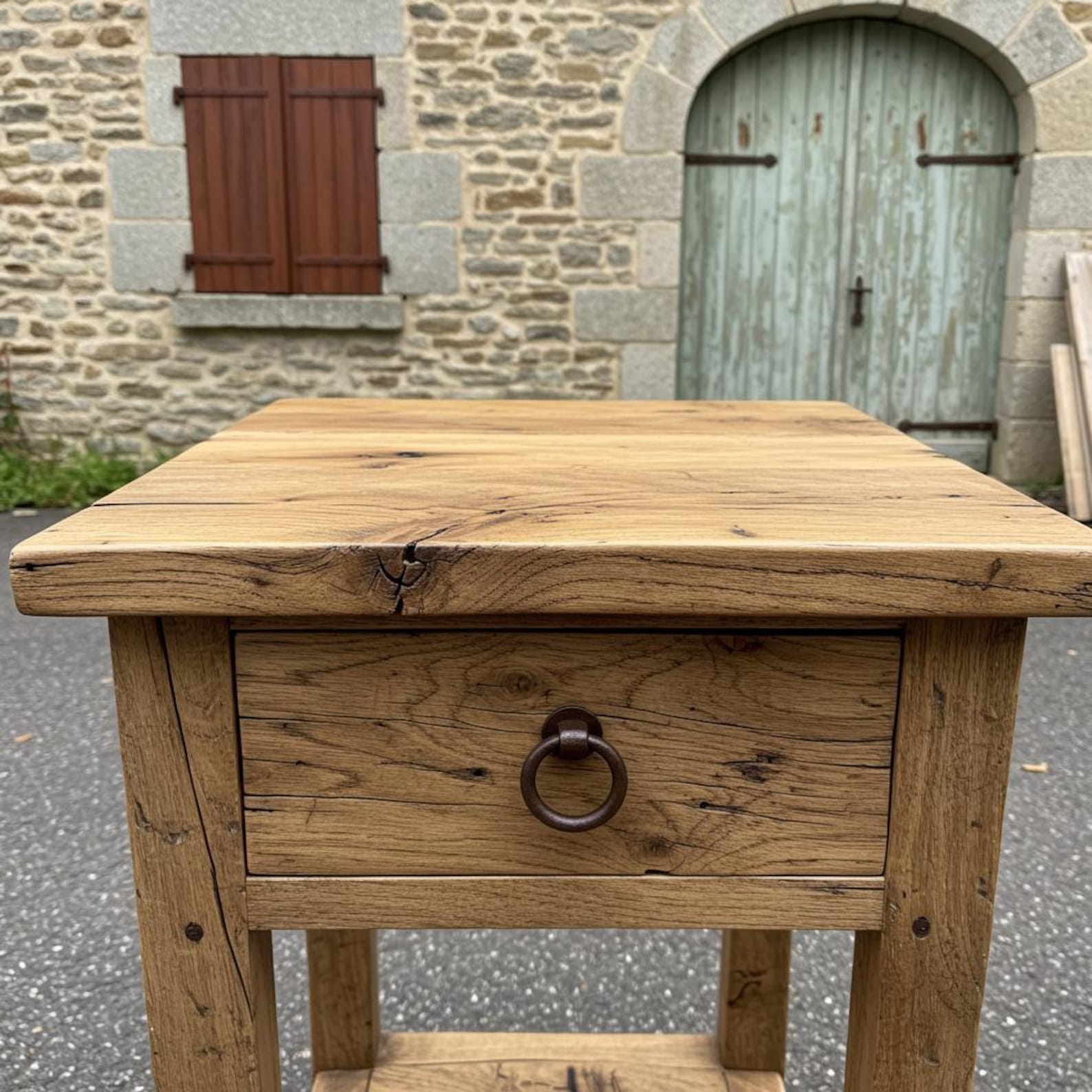 Rustic Reclaimed Wood End Table With Drawer, Rustic Barnwood Side Table ...