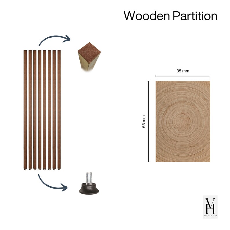 Handcrafted Wooden Wall Partition, Room Divider Kit, Stylish Office ...