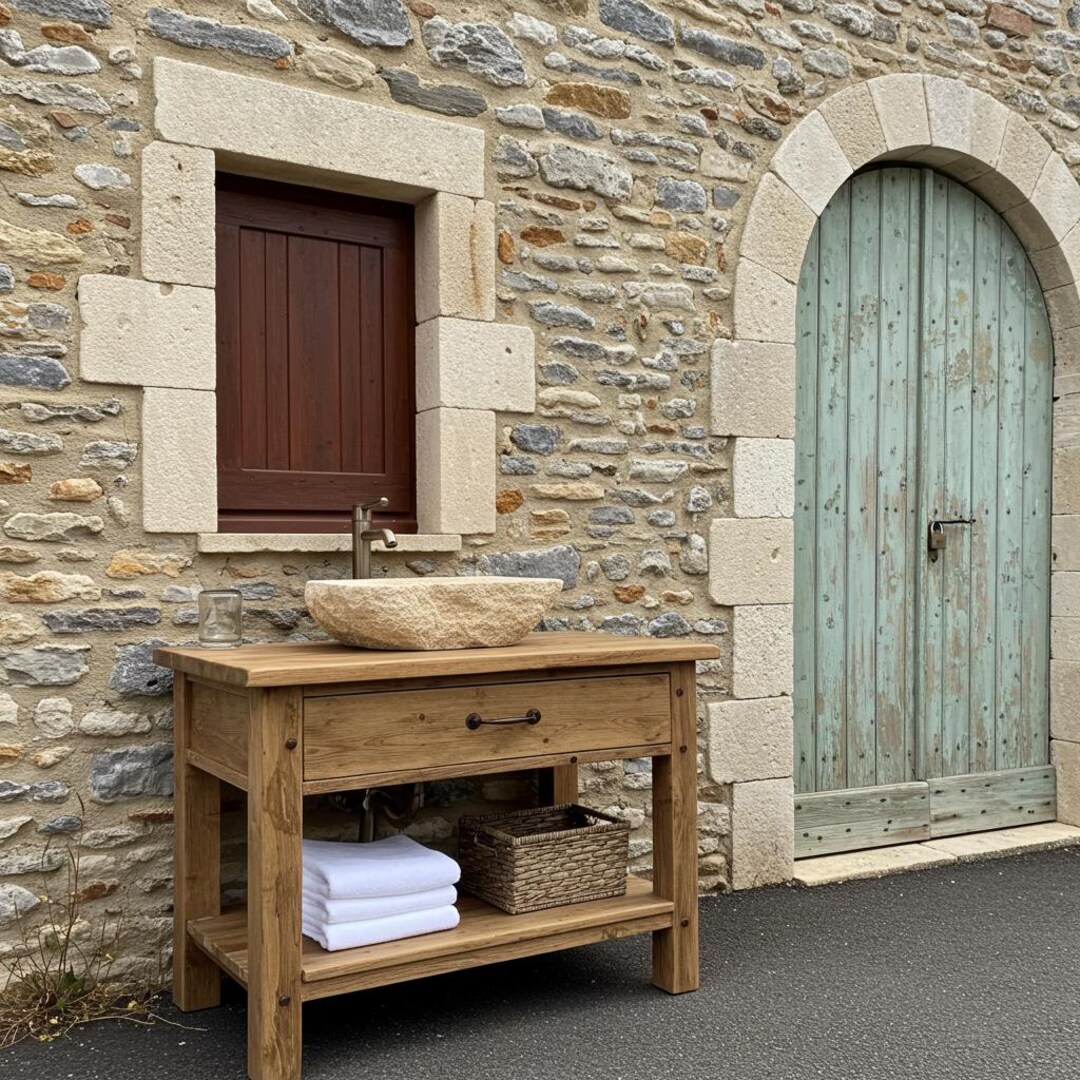 Reclaimed Wood Bathroom Vanity With Drawers, Custom Rustic Bathroom ...