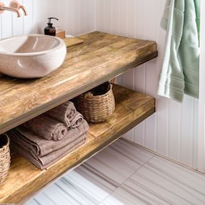 Handcrafted Bathroom Rustic Floating Vanity With Reclaimed Wood, Custom ...
