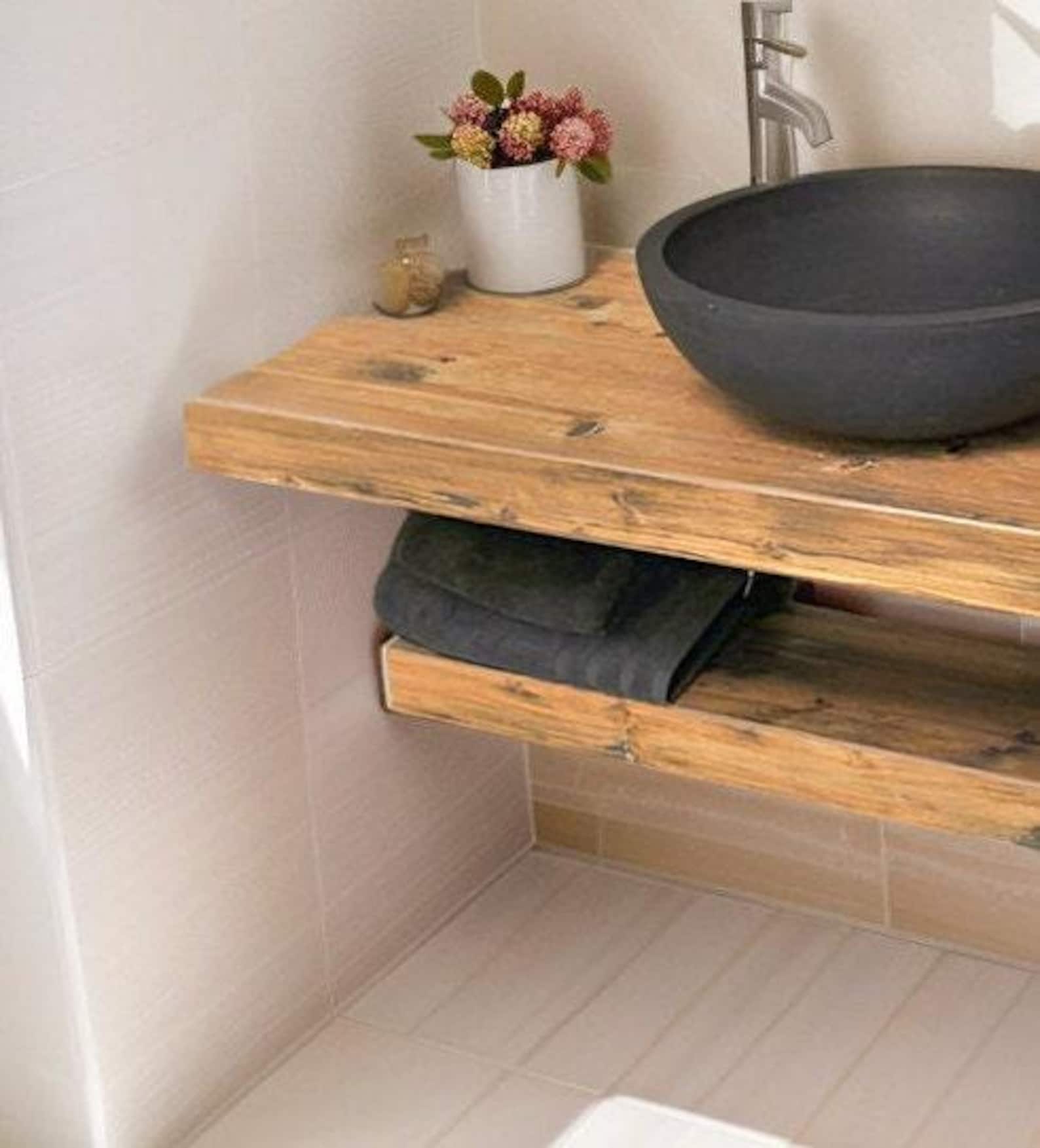 Unique Bathroom Rustic Floating Vanity With Reclaimed Wood, Custom ...
