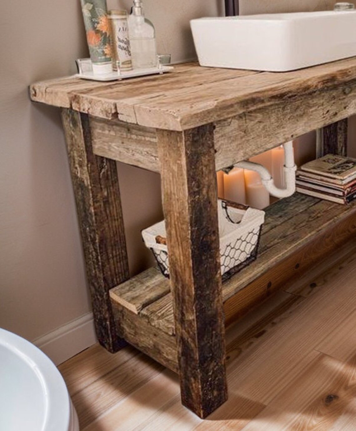 Custom Rustic Wood Console Table Farmhouse Entryway Furniture ...