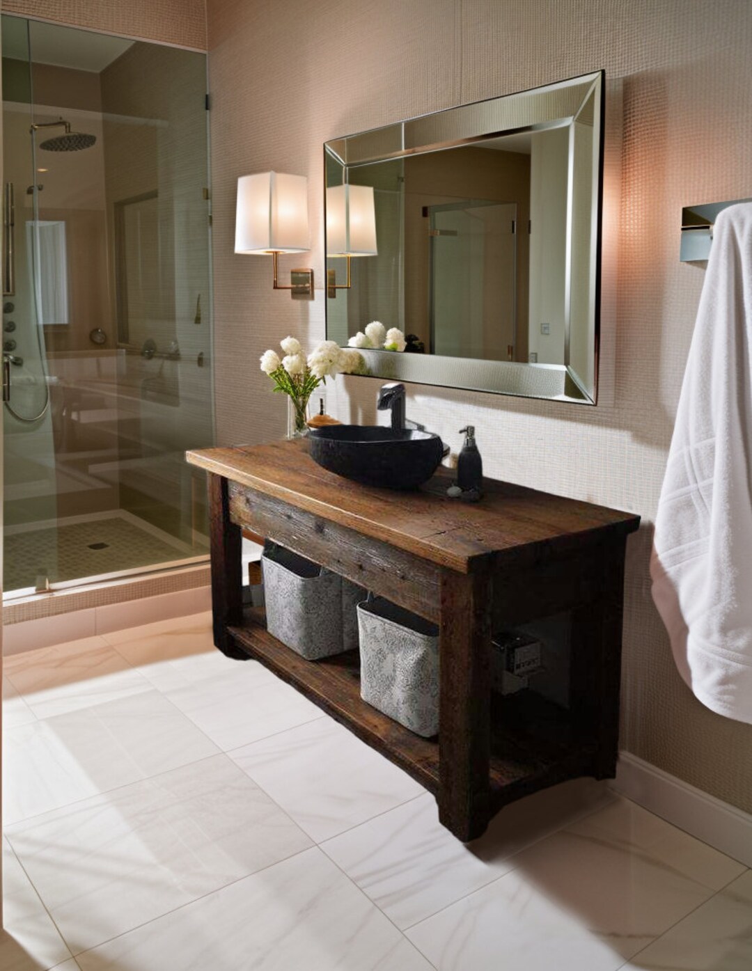 Handcrafted Bathroom Rustic Vanity With Reclaimed Wood - Solid ...