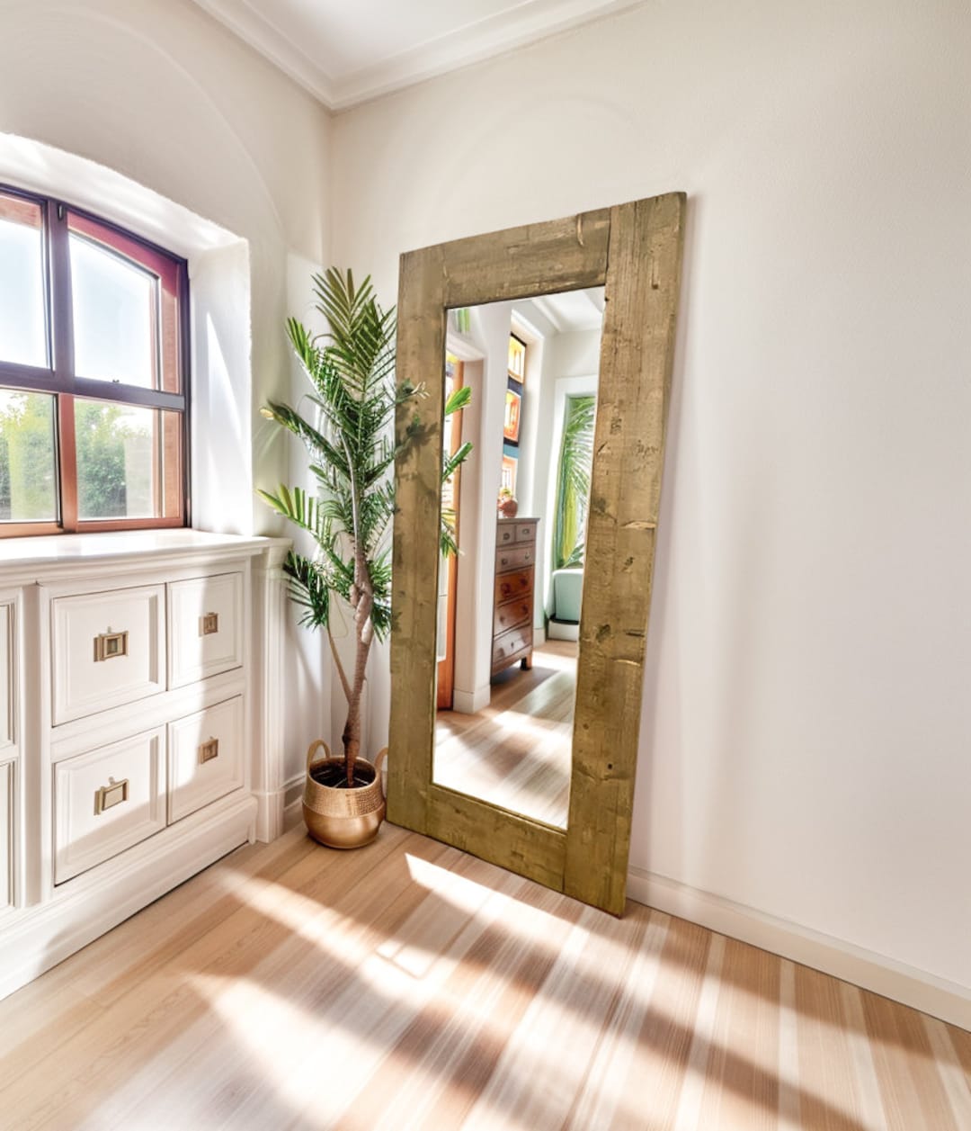 Reclaimed Wood Floor Mirror, Farmhouse Full Body Mirror, Reclaimed Wood ...