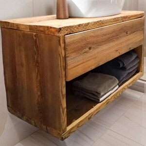 Handcrafted Bathroom Rustic Vanity With Reclaimed Wood - Floating Solid ...