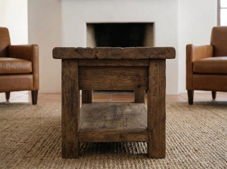 Rustic Coffee Table With 2 Drawers, Handmade Reclaimed Wood, Barnwood ...