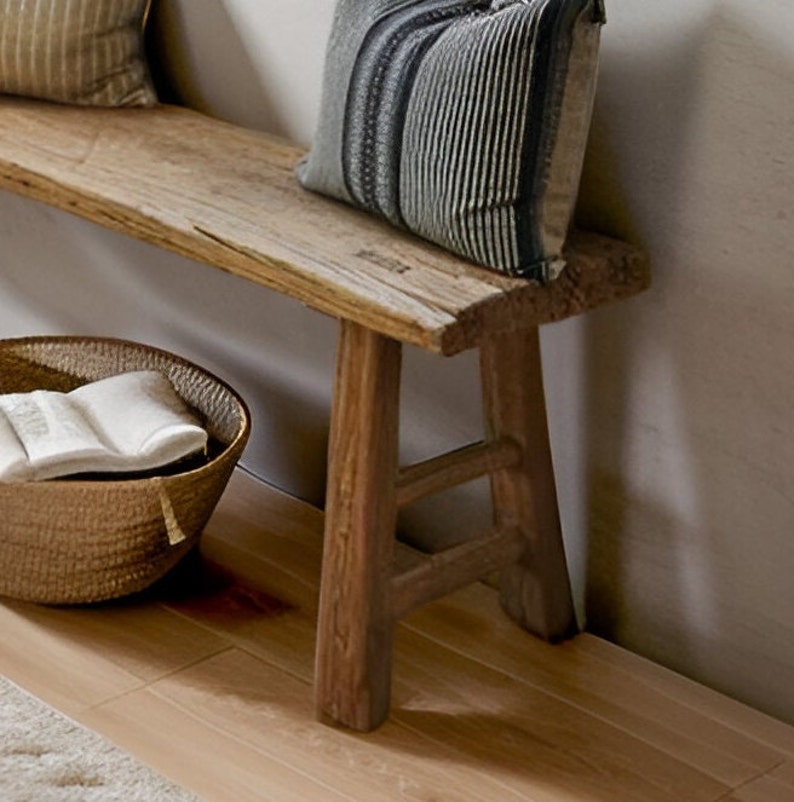 Solid Oak Entryway Bench, Handmade Rustic Farmhouse Bench, Reclaimed ...