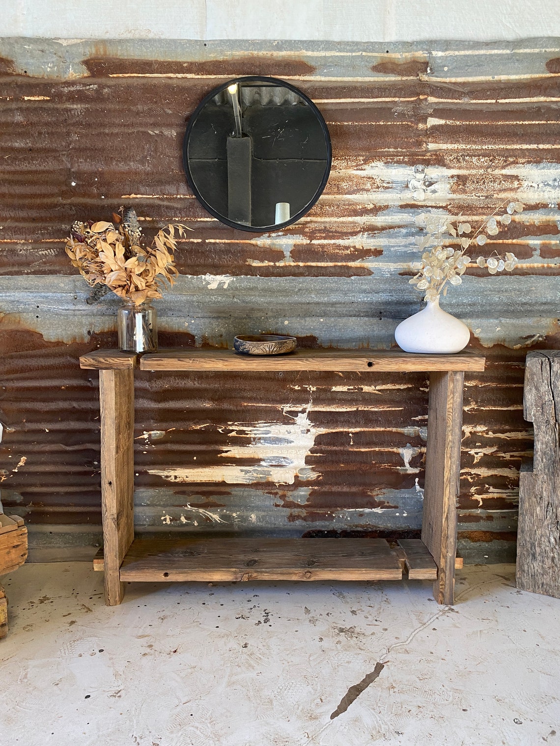 Rustic Reclaimed Pine Wood Console Table, Farmhouse Hallway Entryway ...