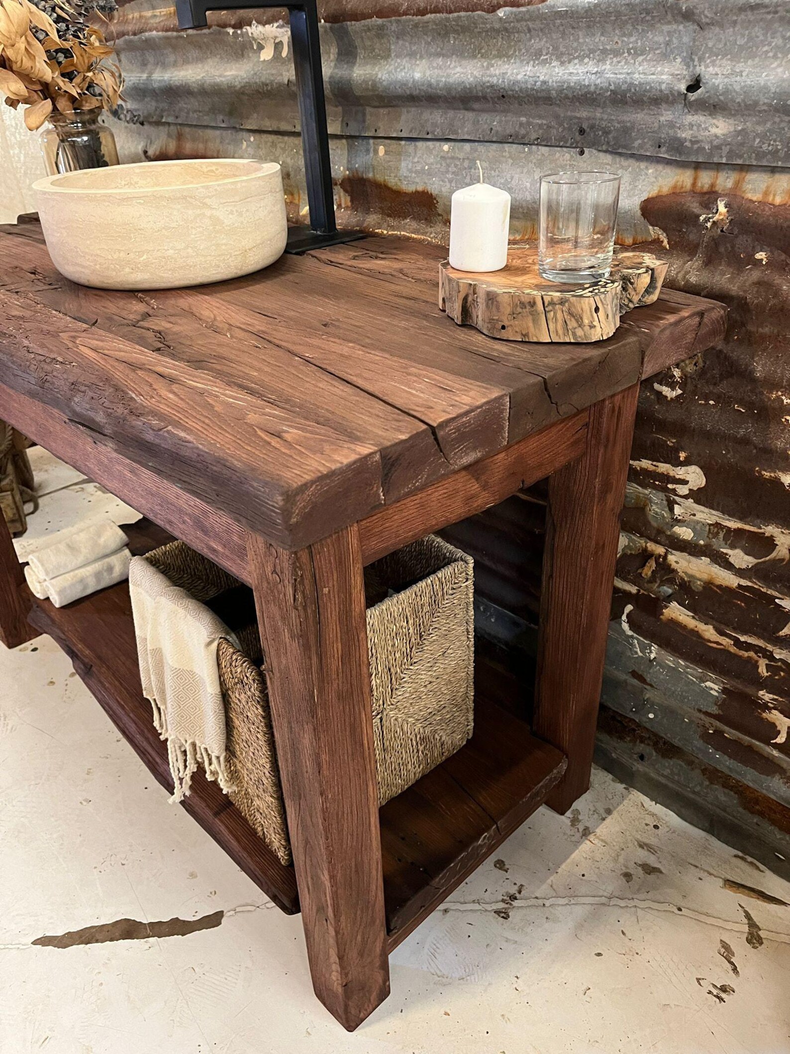 Handcrafted Bathroom Rustic Vanity With Reclaimed Wood - Solid ...