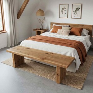 Rustic Bed Bench, Reclaimed Wood Farmhouse End of Bed Bench ...