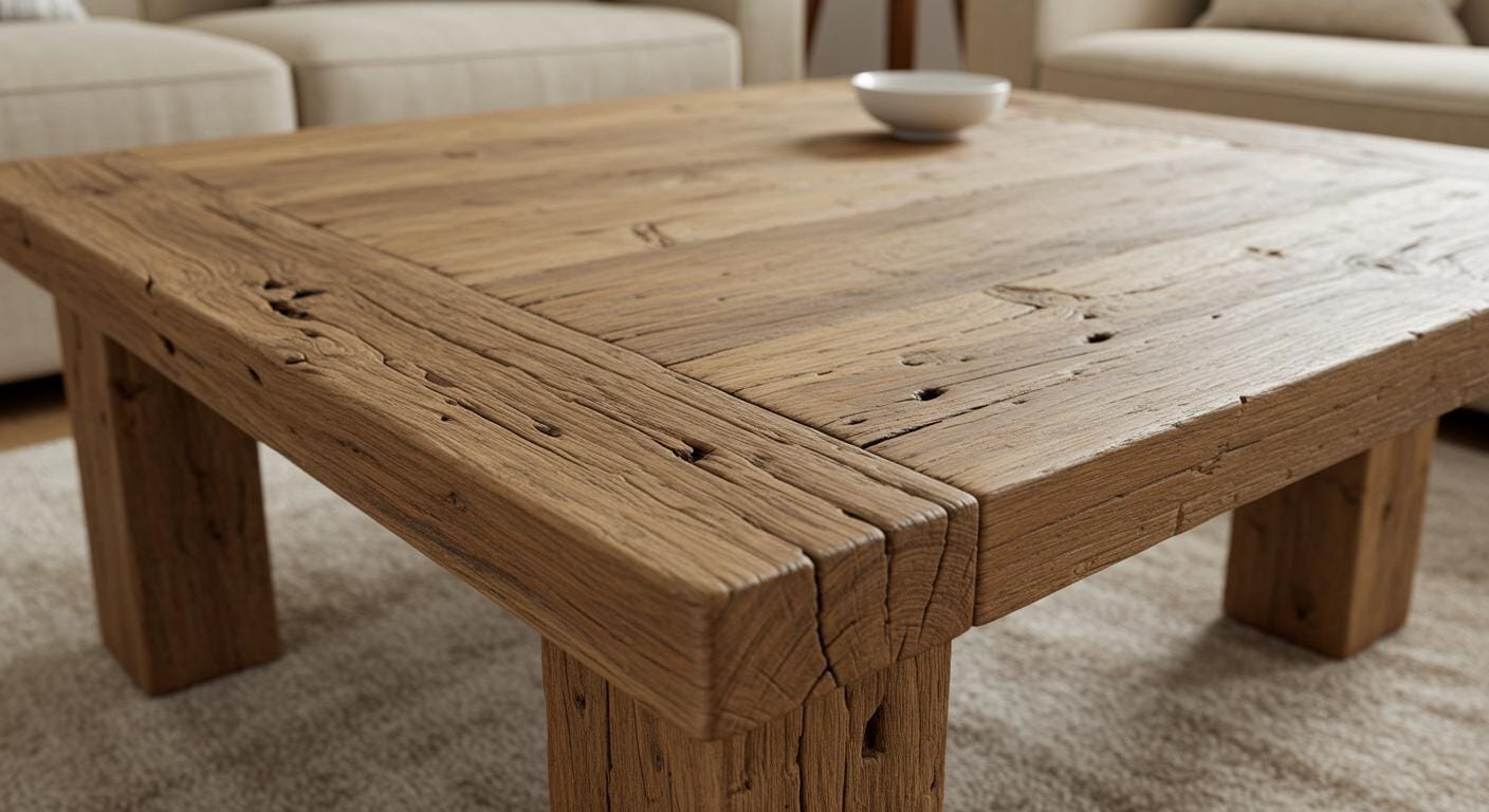 Rustic Square Coffee Table for Living Room, Handmade Reclaimed Wood ...