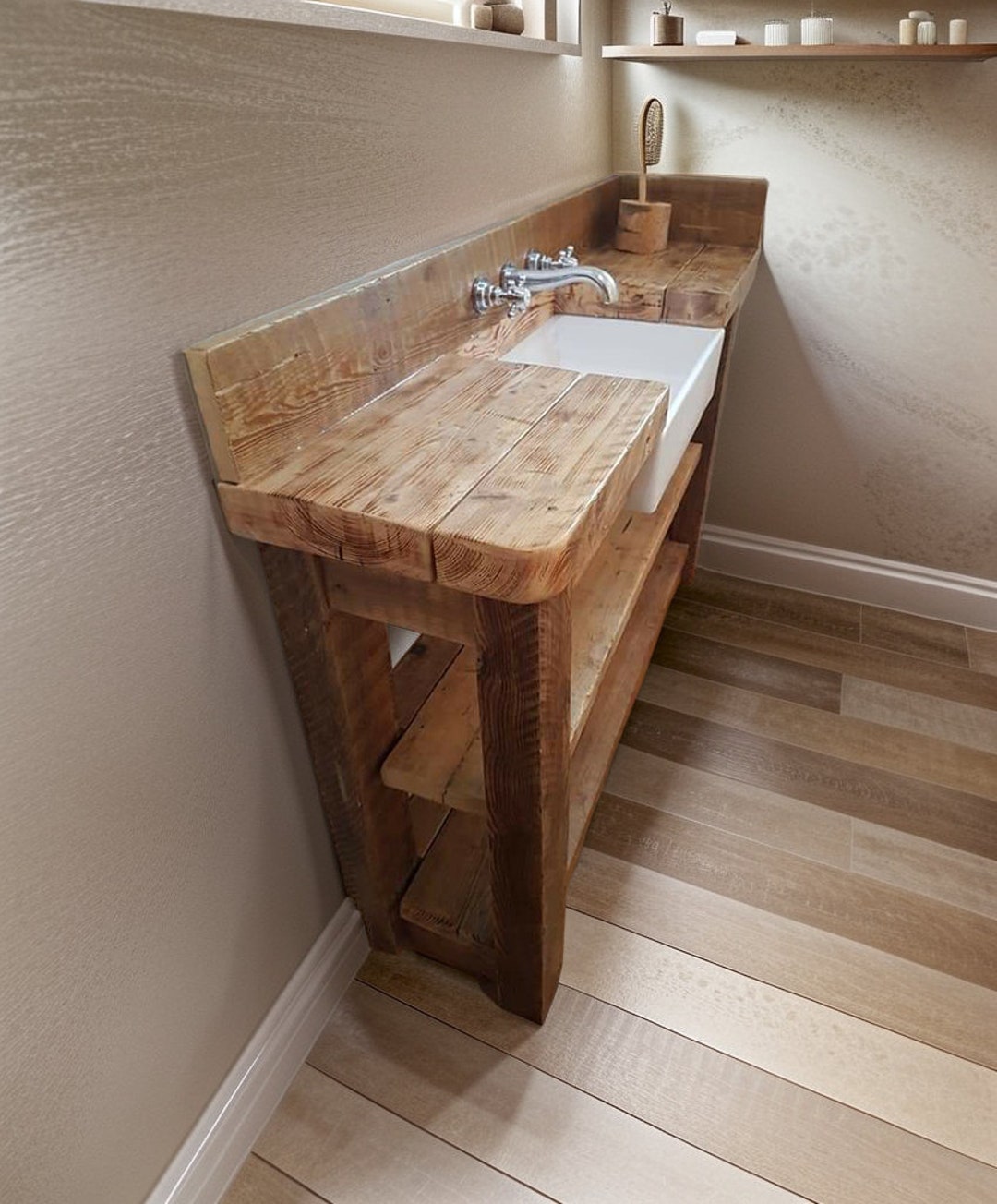 Unique Bathroom Rustic Vanity With Reclaimed Wood - Solid Barnwood ...