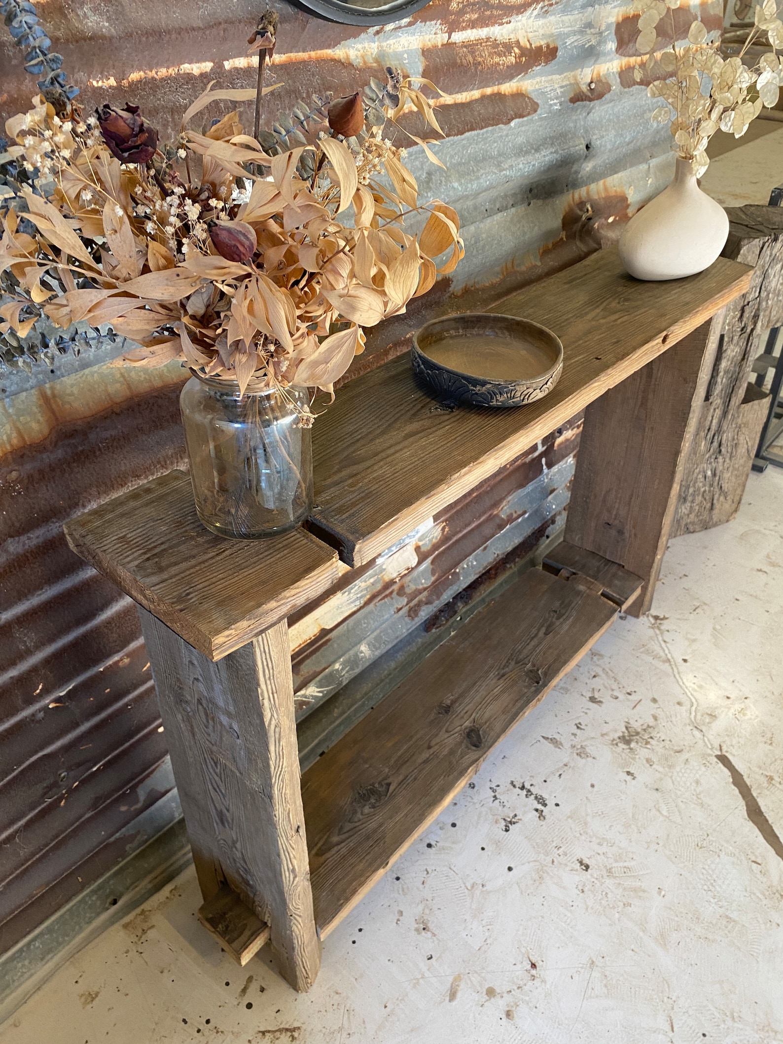 Rustic Reclaimed Pine Wood Console Table, Farmhouse Hallway Entryway ...