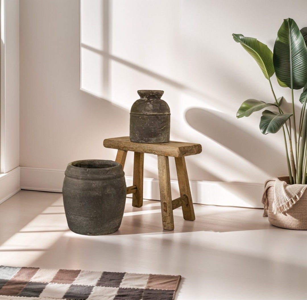 Handcrafted Rustic Barnwood Stool, Vintage Wooden Stool, Farmhouse ...