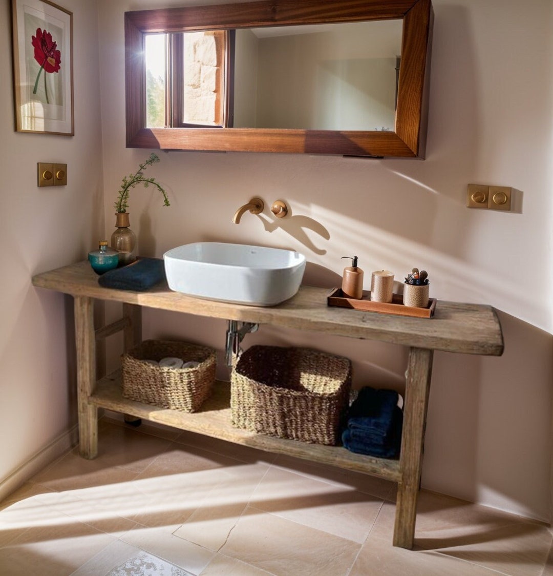Handcrafted Bathroom Rustic Vanity With Reclaimed Wood - Solid Barnwood ...