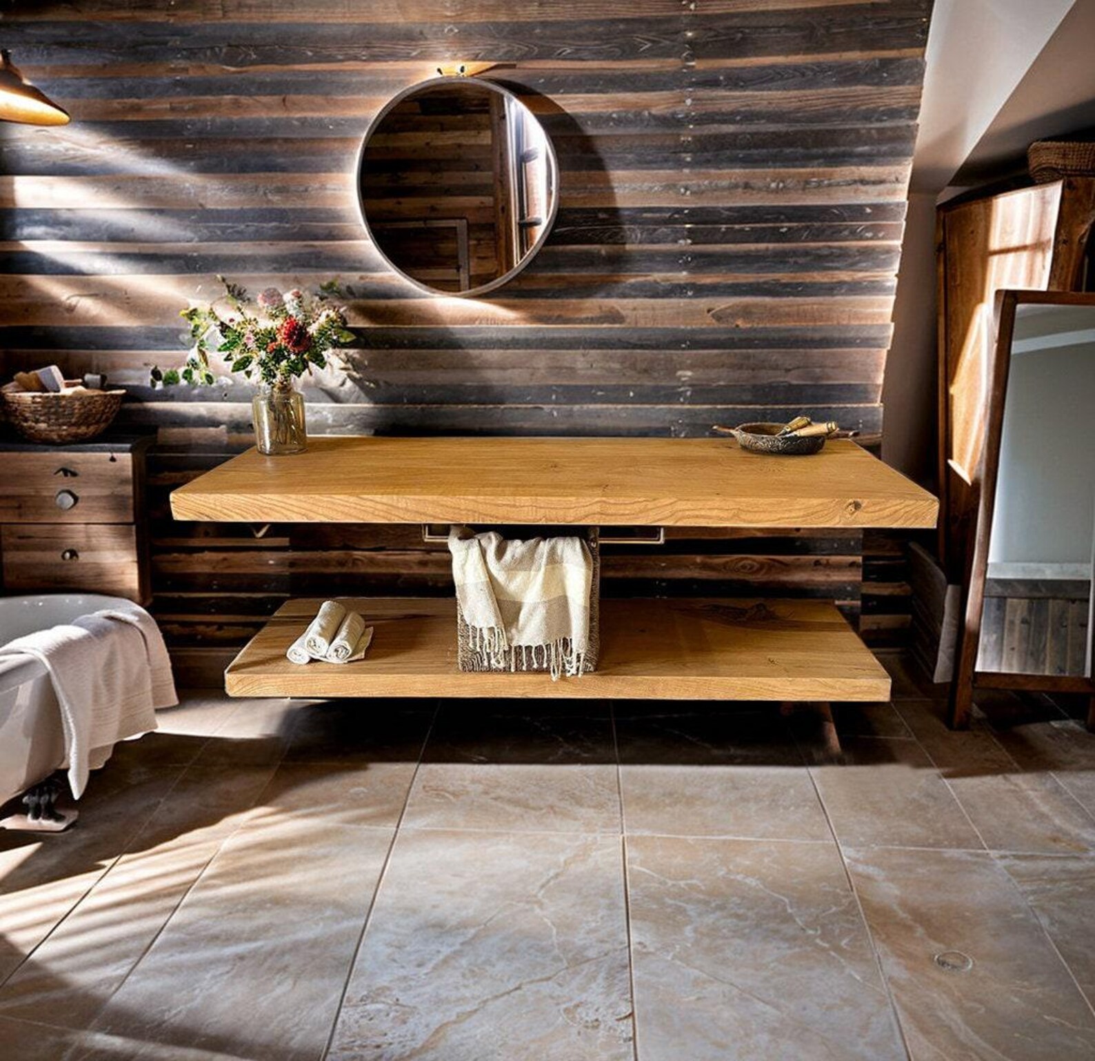 Unique Bathroom Rustic Floating Vanity With Reclaimed Wood, Custom ...
