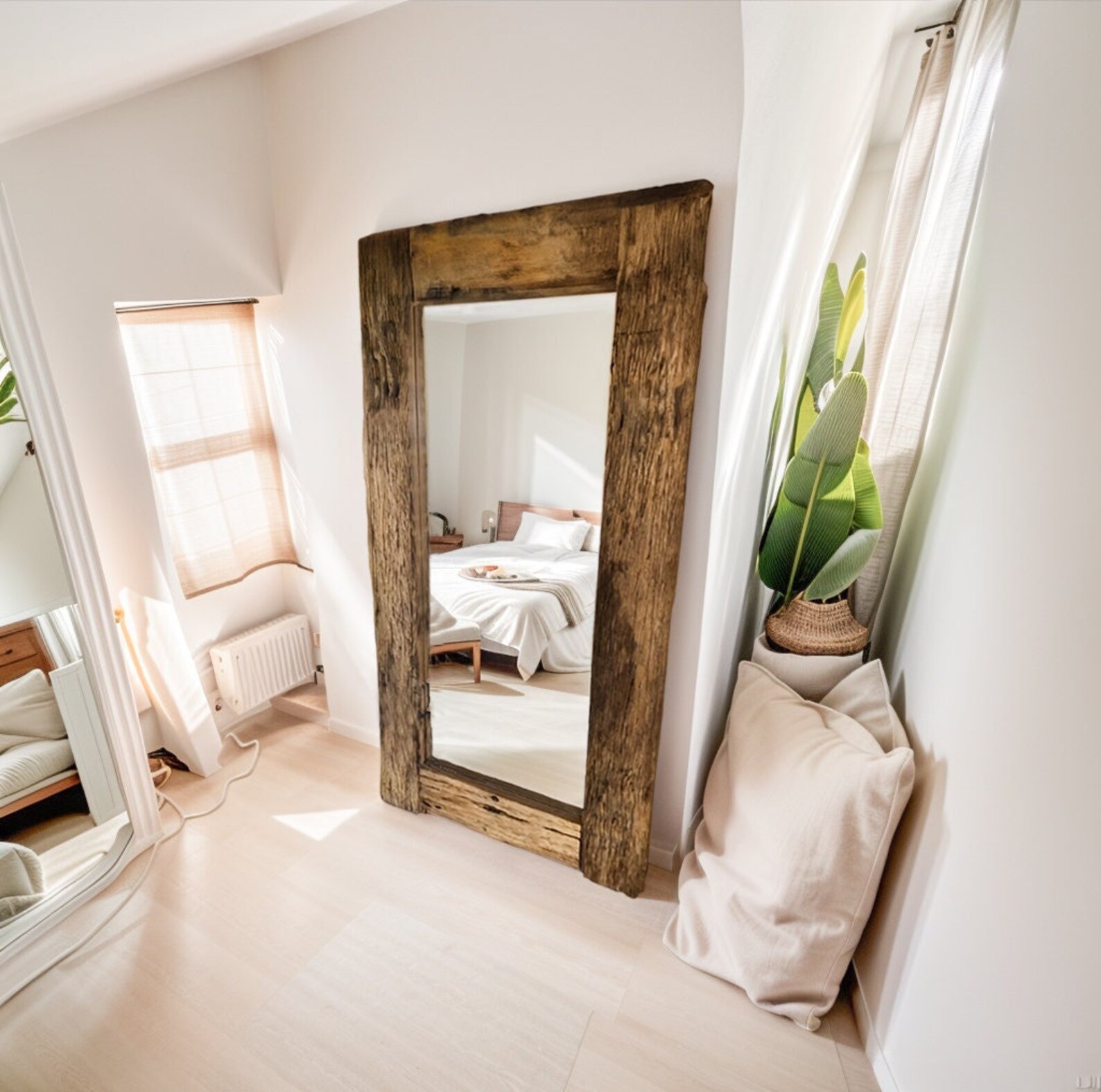 Reclaimed Wood Floor Mirror, Farmhouse Full Body Mirror, Reclaimed Wood ...