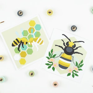 Bee With Floral Garland Paint-by-number Mini Kit 6x6 - Etsy