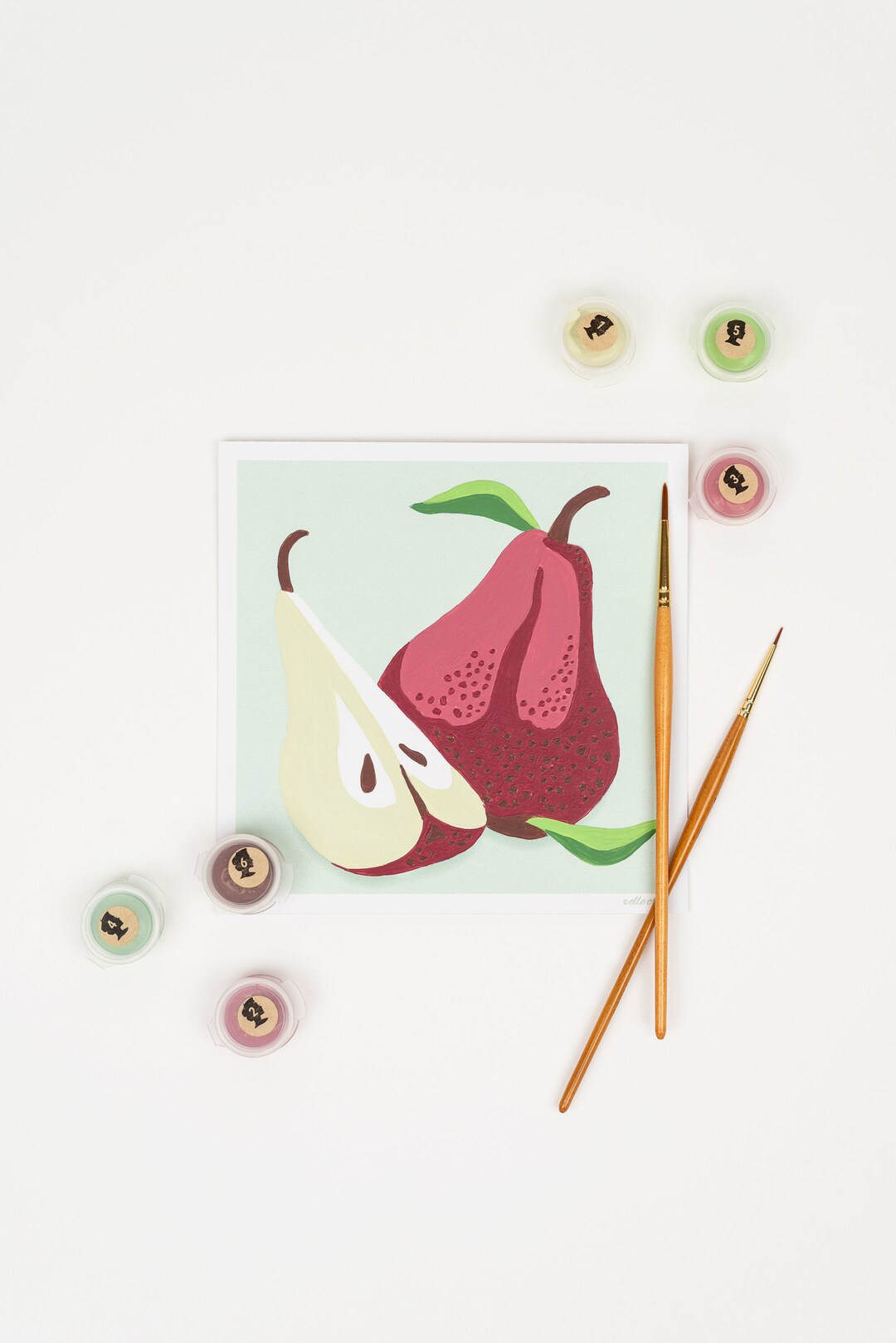 Pears Paint-by-number Mini Kit 6x6 - Etsy