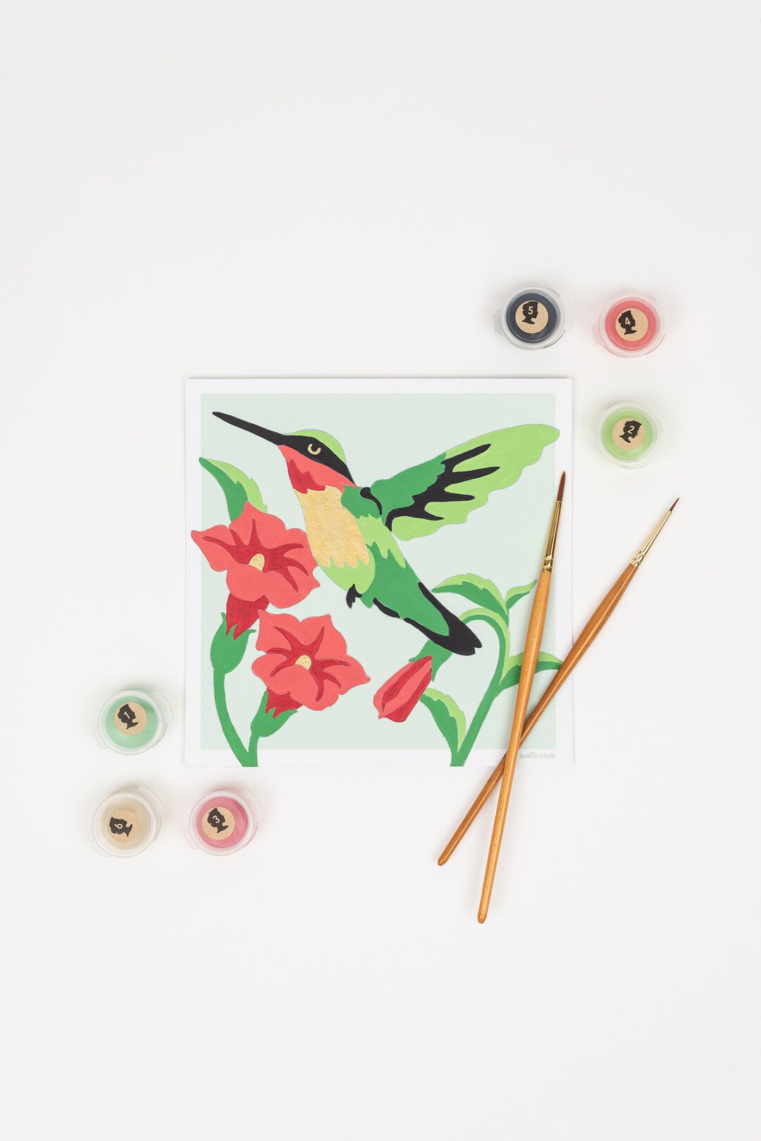 Hummingbird Paint-by-number Mini Kit 6x6 - Etsy