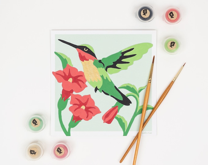Hummingbird Paint-by-number Mini Kit 6x6 - Etsy