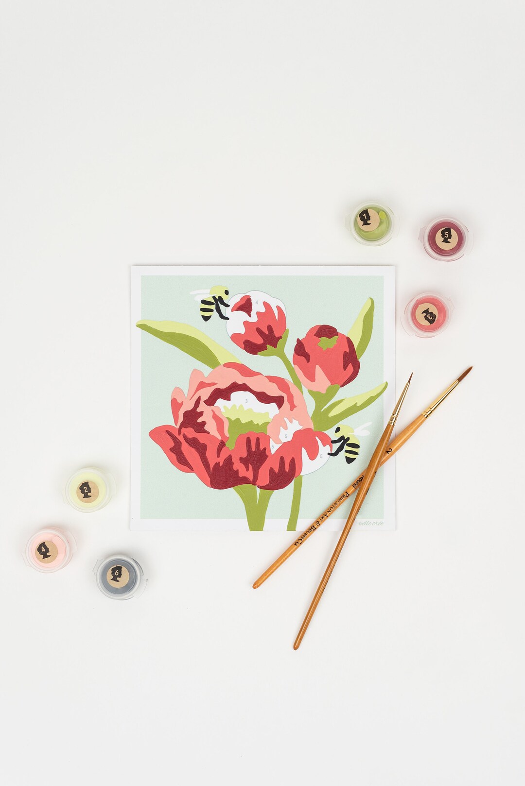 Peonies Paint-by-number Mini Kit 6x6 - Etsy