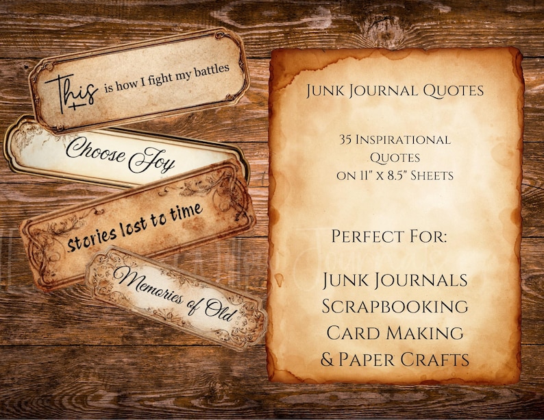Positive and Vintage Junk Journal Quotes - 39 Quotes - Digital Download ...
