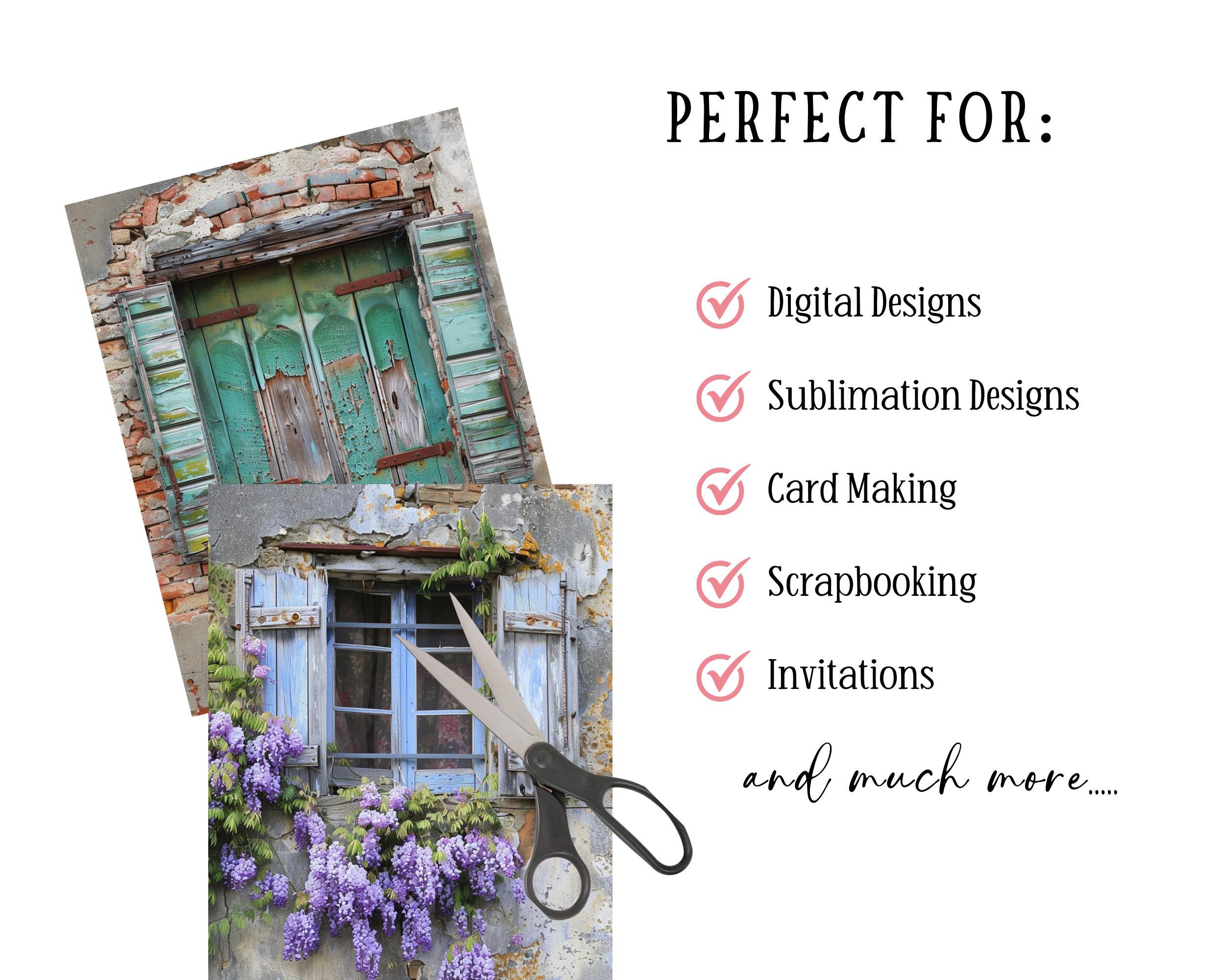 Rustic Windows Background Papers Abandoned Buildings, Junk Journal Kit ...