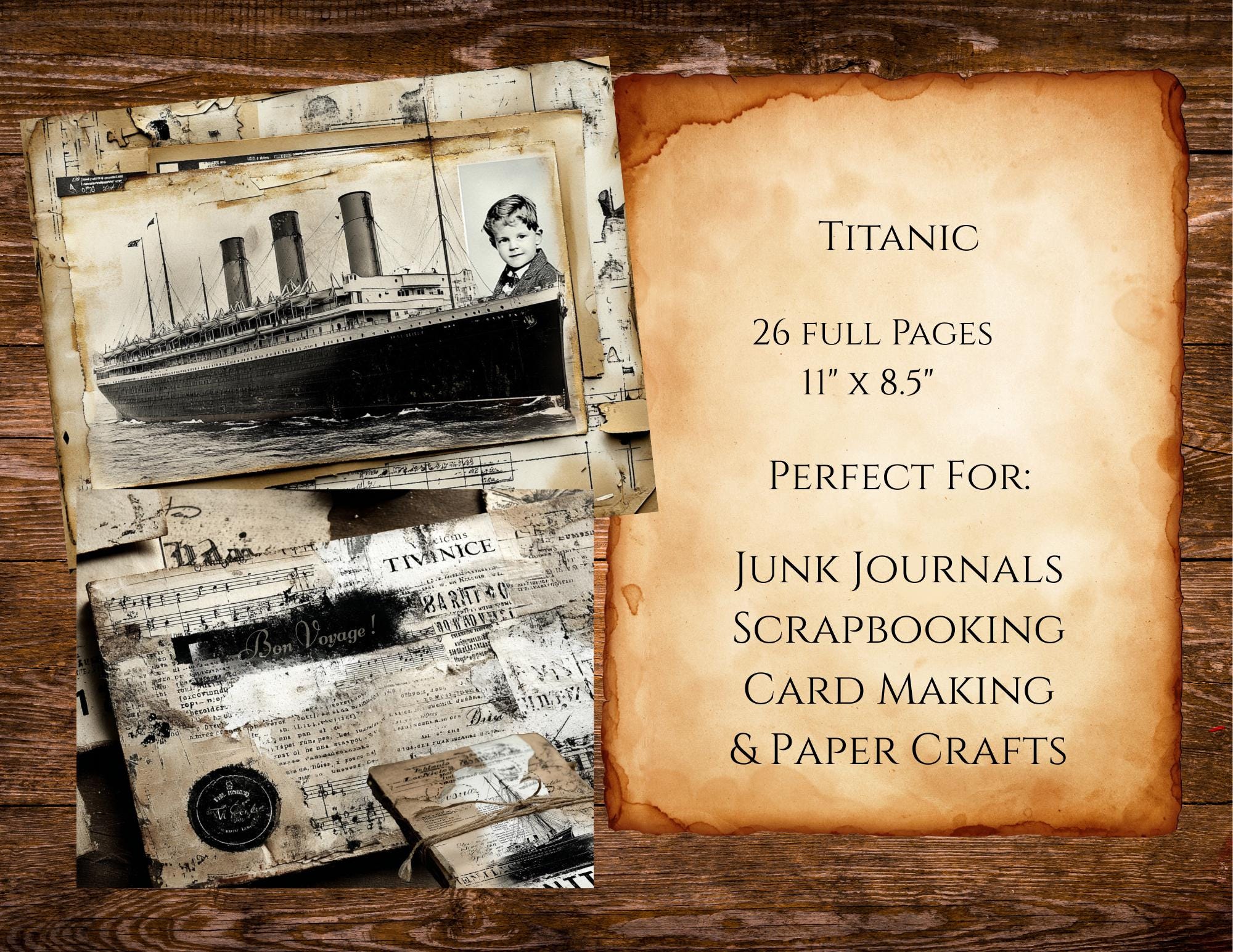 Titanic Printable Papers Junk Journal, Numbers Industrial Grunge Junk ...