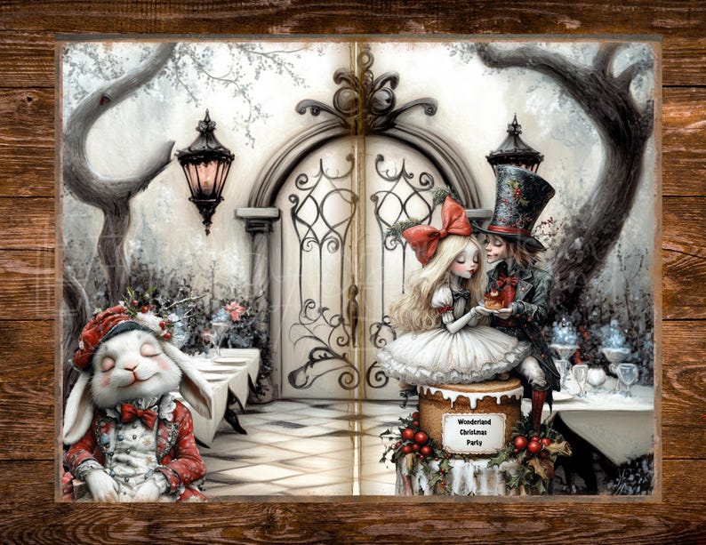 Christmas Alice in Wonderland Junk Journal Kit, Printable Scrapbook ...